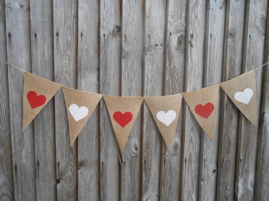 Heart Banner Valentines Day Decor Valentines Banner Heart Garland Heart ...