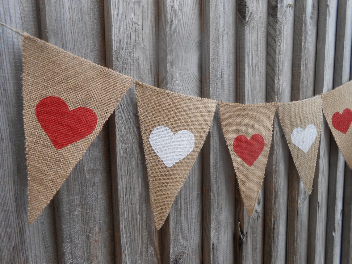 Heart Banner Valentines Day Decor Valentines Banner Heart Garland Heart ...