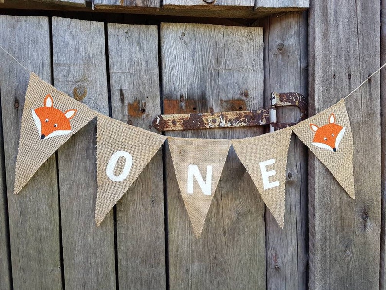 One Fox Banner One Banner Fox Bunting Birthday One Banner Fox - Etsy