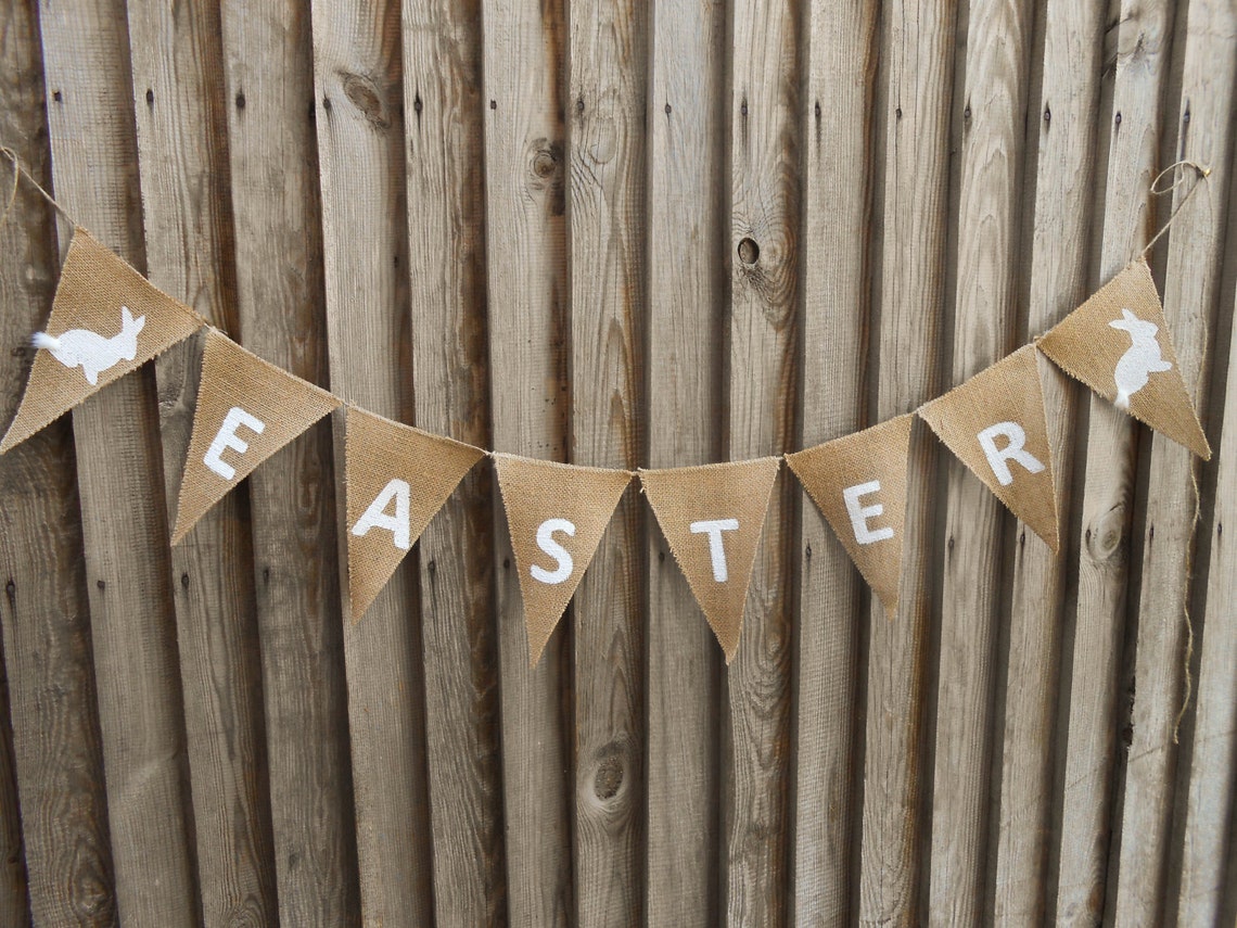 Easter Garland Easter Bunny Banner Easter Burlap Banner Easter - Etsy