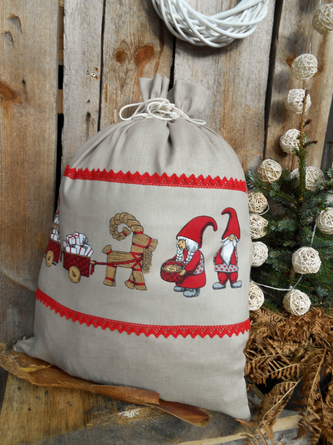 Personalized Santa Sack Christmas Gift Bag Scandinavian Christmas Santa ...