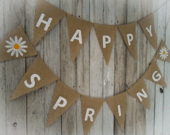 Happy Spring Banner Spring Garland Spring Bunting Spring Decor | Etsy