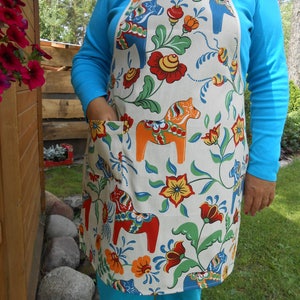 Swedish Dala Horse Apron Womens Aprons Cooking Apron Scandinavian ...