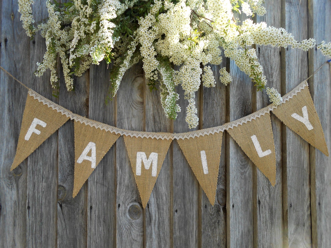 Family Banner Family Celebration Banner Family Burlap Banner Custom ...
