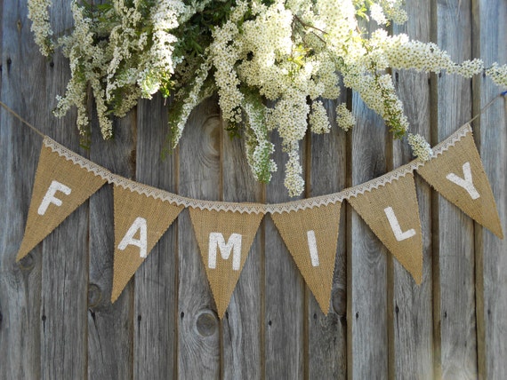 Family Banner Family Celebration Banner Family Burlap Banner - Etsy