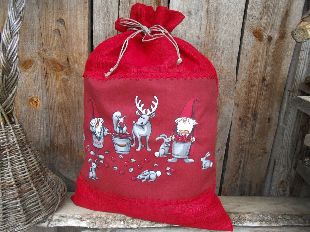 Christmas Gift Bag Scandinavian Christmas Santa Sack Personalized Santa ...