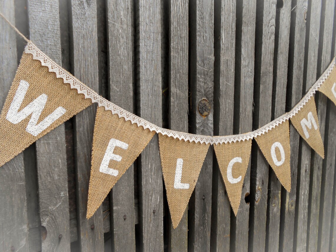 Welcome Banner Wedding Banner Welcome Sign Burlap Banner Birthday ...