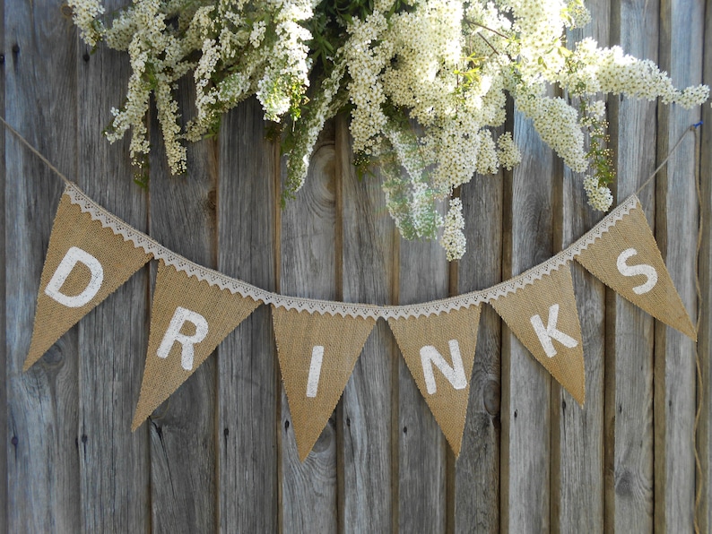 Wedding Drinks Banner Family Celebration Drinks Burlap Banner Drinks ...