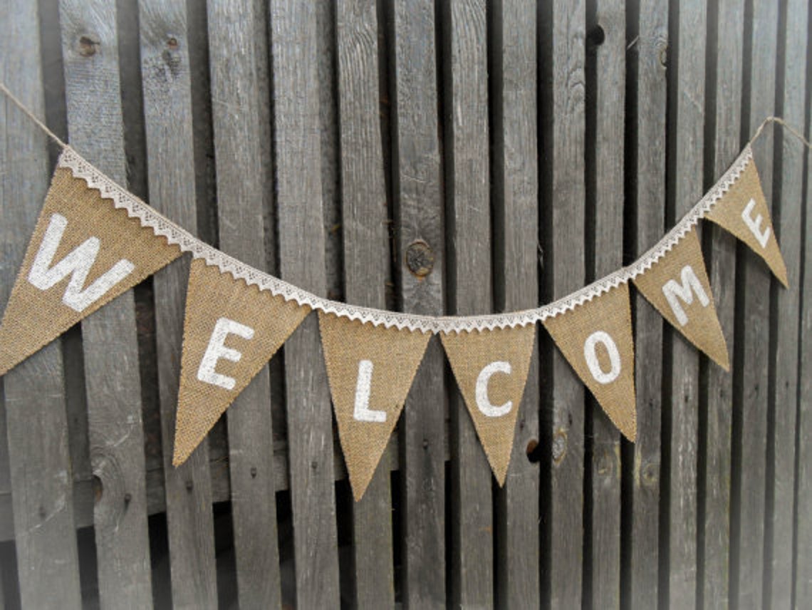 Welcome Banner Wedding Banner Welcome Sign Burlap Banner - Etsy