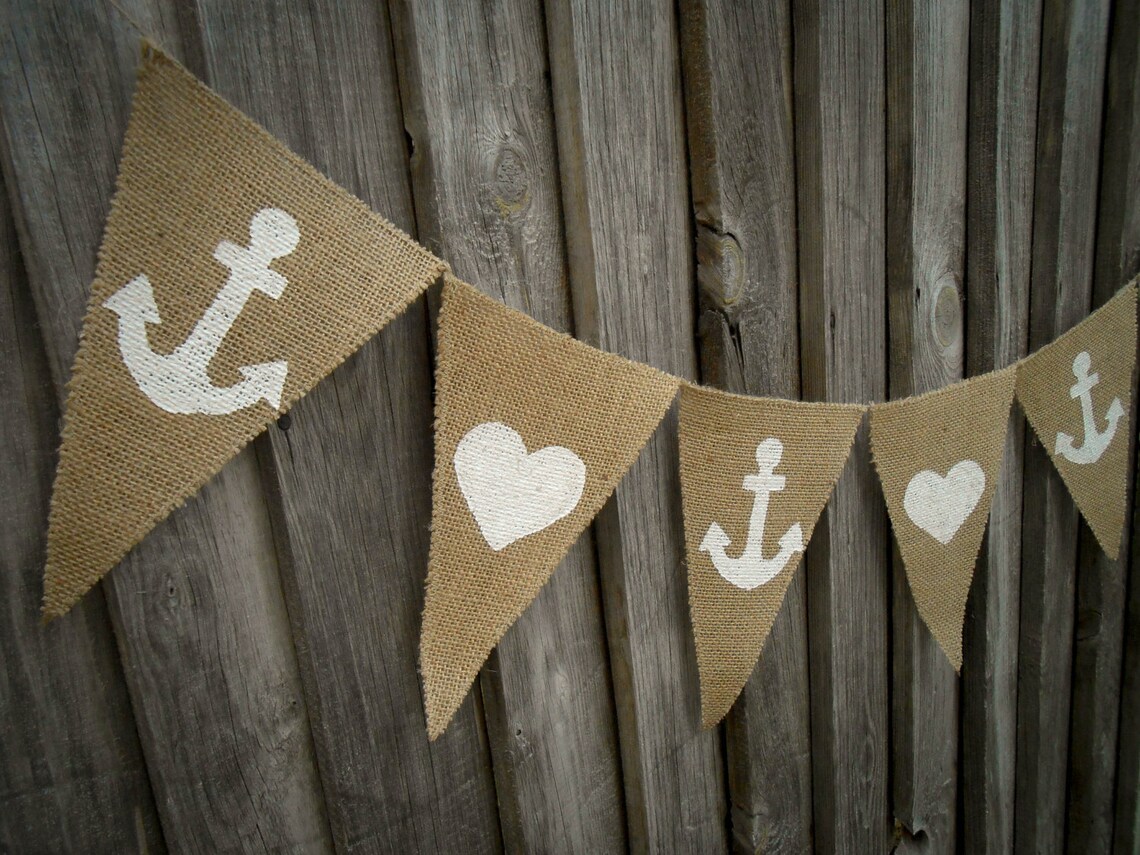 Anchor Banner Heart Banner Wedding Banner Beach Decor Nautical - Etsy