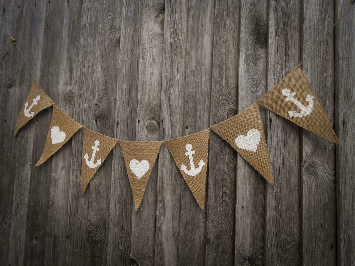Anchor Banner Heart Banner Wedding Banner Beach Decor Nautical - Etsy