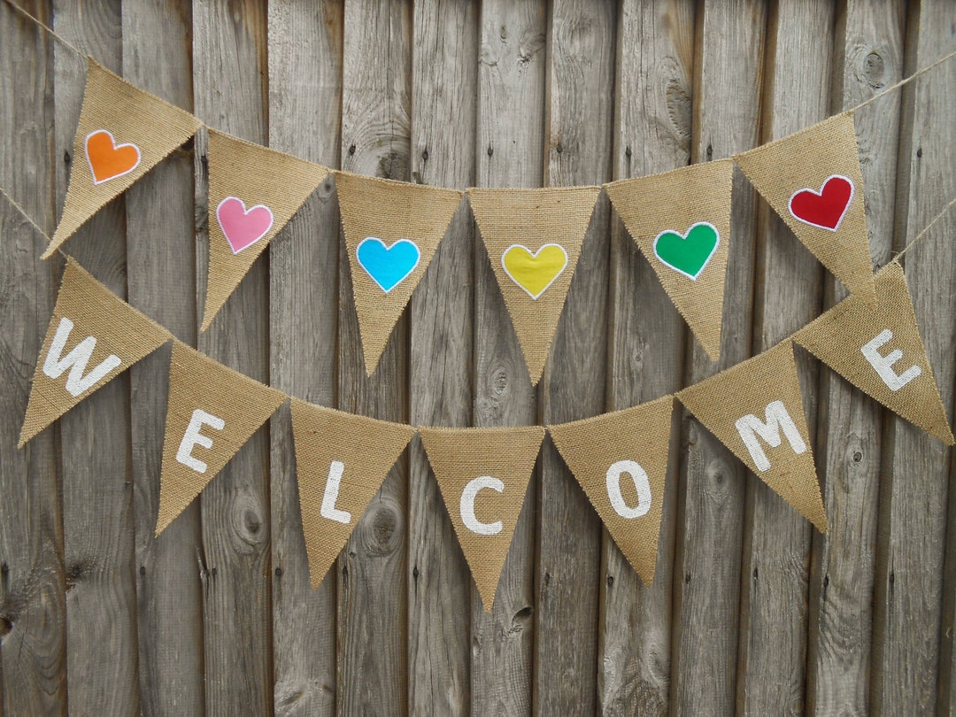 Welcome Banner Wedding Banner Welcome Sign Burlap Banner Birthday ...