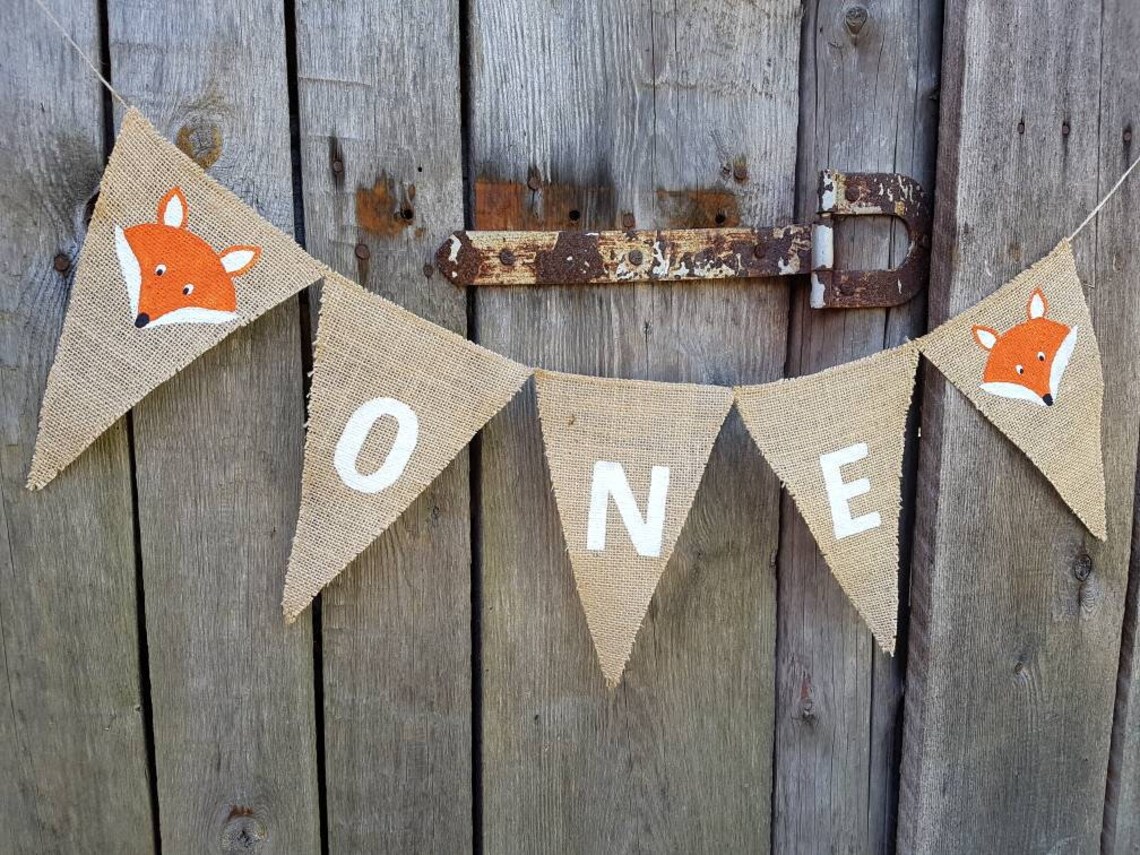 One Fox Banner One Banner Fox Bunting Birthday One Banner Fox - Etsy