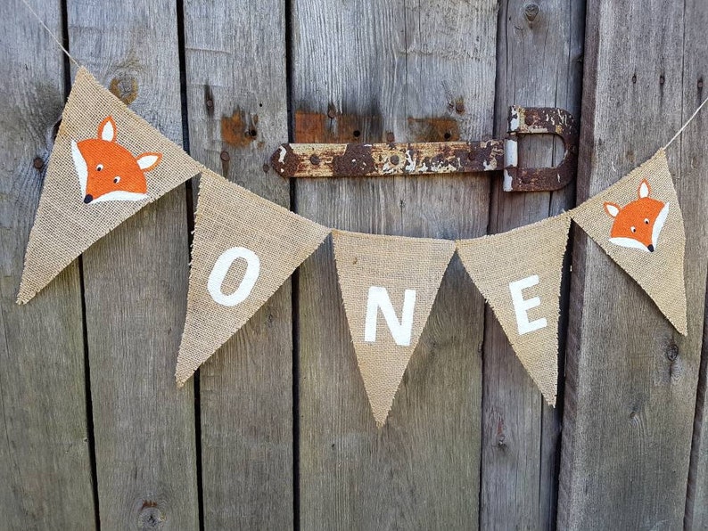 One Fox Banner One Banner Fox Bunting Birthday One Banner Fox - Etsy