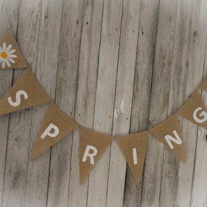 Spring Banner Spring Bunting Spring Decor Easter Decor Burlap Banner ...