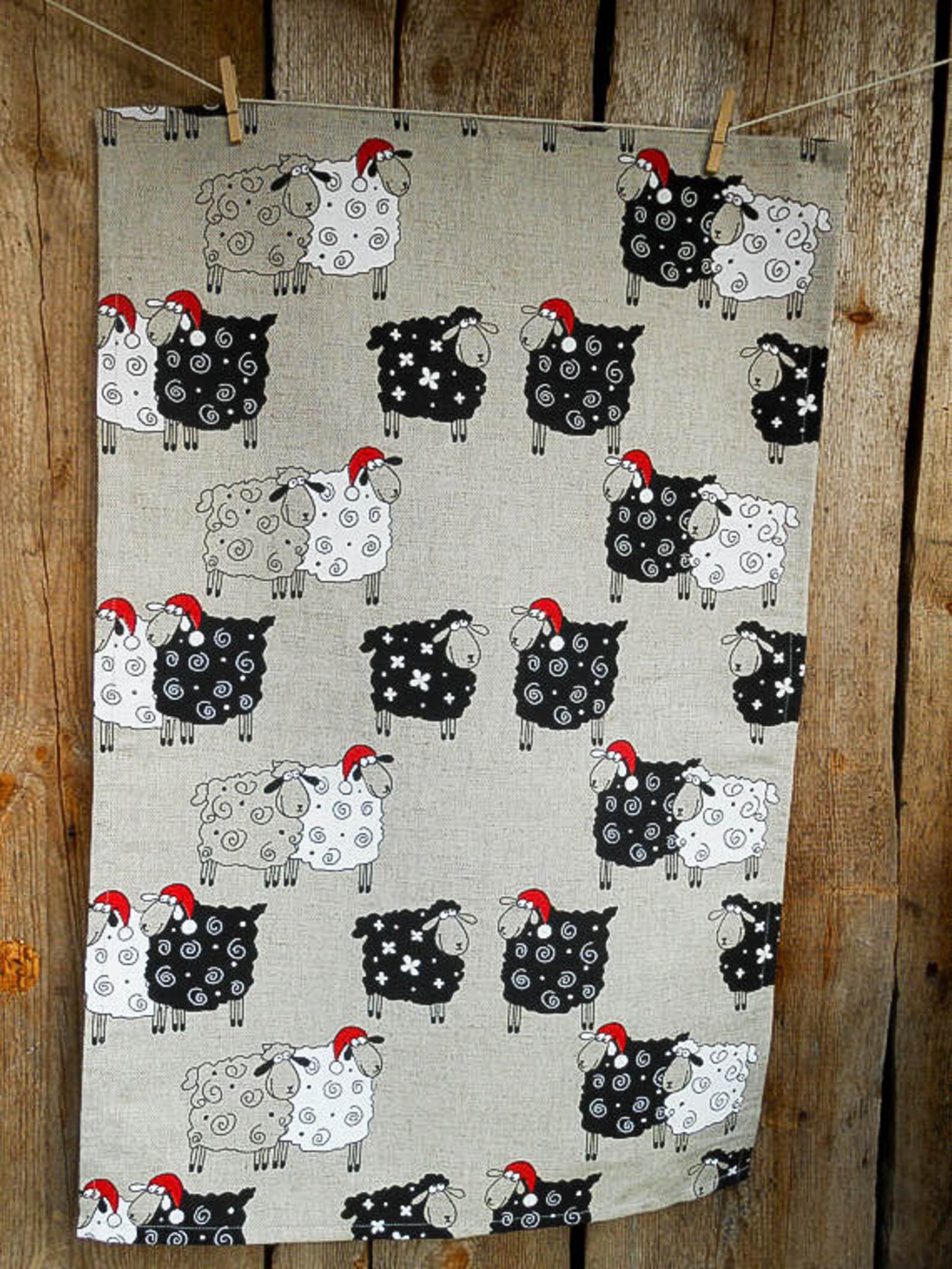 Christmas Towel British Sheep Tea Towel Kitchen Towel Christmas Sheep ...