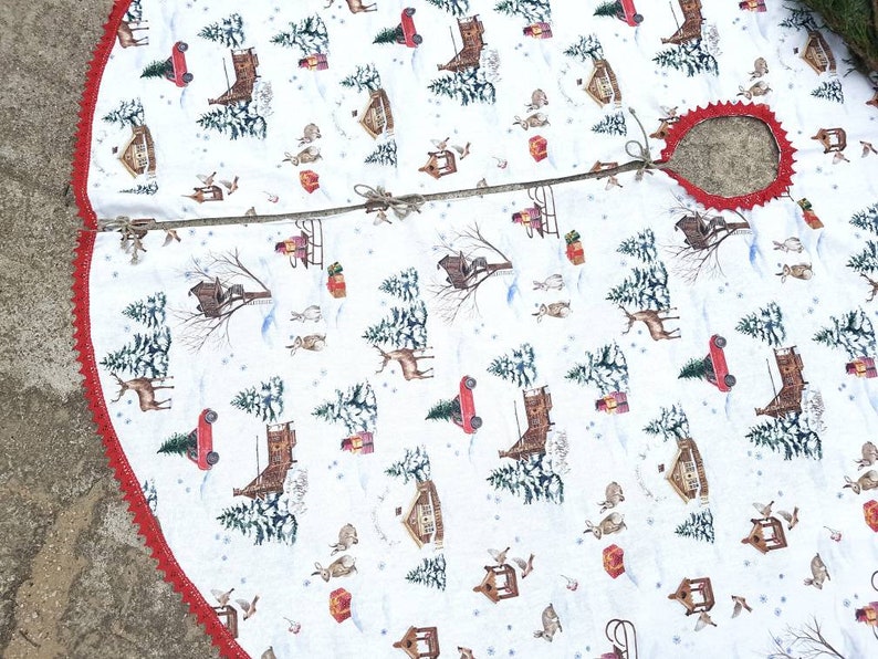 Forest Animals Tree Skirt Woodland Christmas Tree Skirt Deer Christmas ...