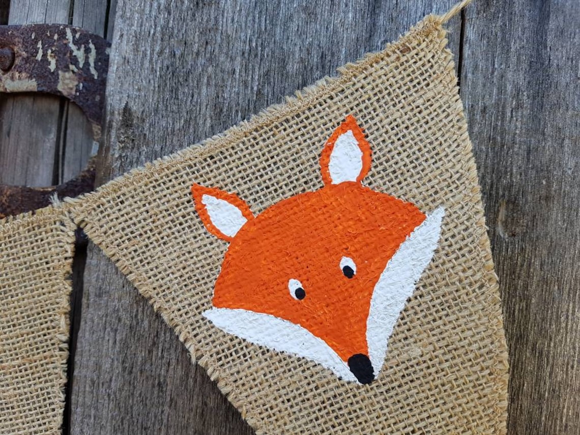 One Fox Banner One Banner Fox Bunting Birthday One Banner Fox - Etsy