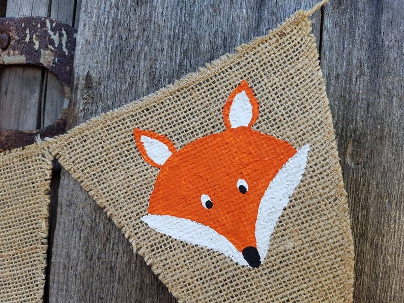 One Fox Banner One Banner Fox Bunting Birthday One Banner Fox - Etsy