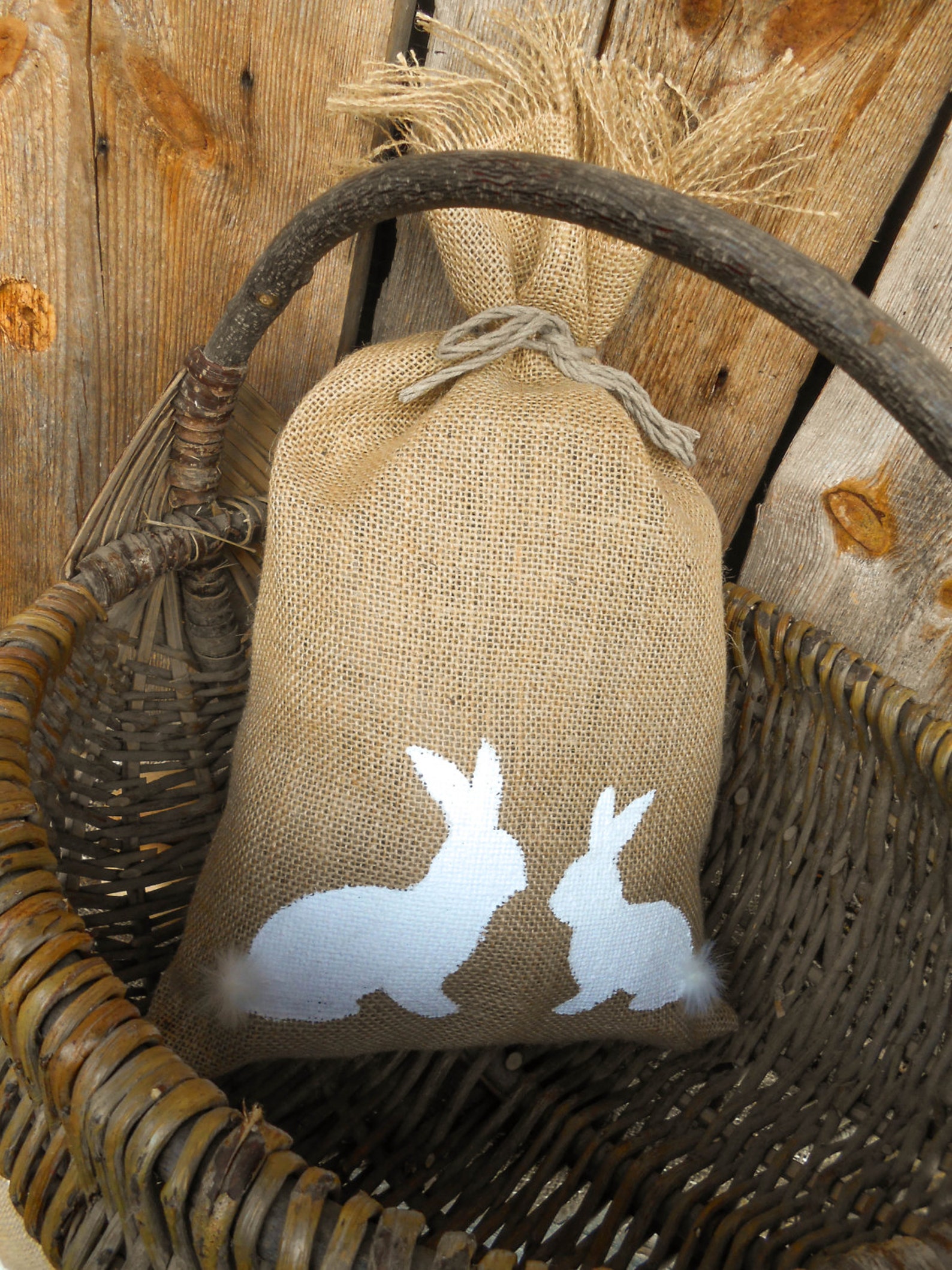 Easter Decor Gift Bag Easter Bunny Gift Bag Burlap Easter Gift Bag ...