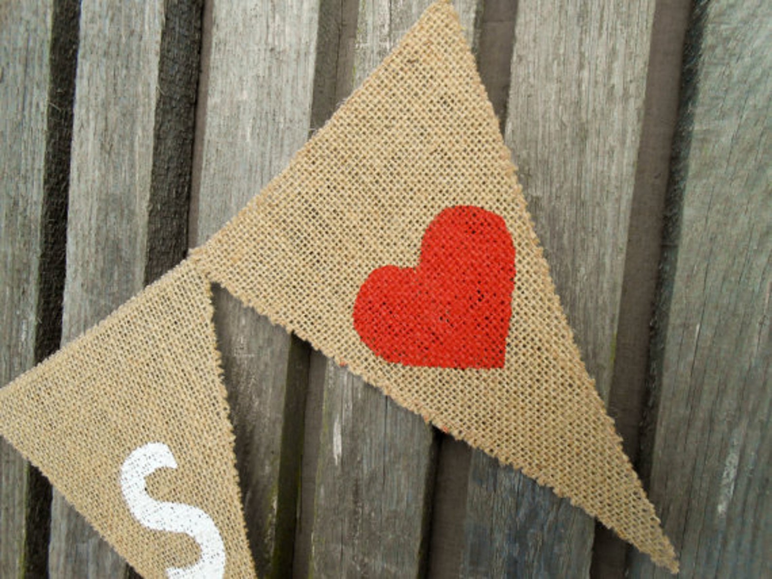 Heart Bunting Heart Banner Hearts Garland Valentines Day Decor Burlap ...