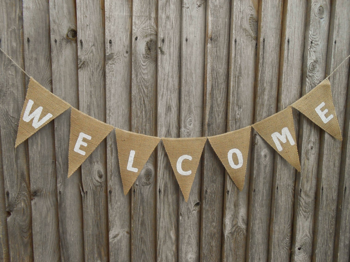 Welcome Banner Wedding Banner Welcome Sign Burlap Banner - Etsy