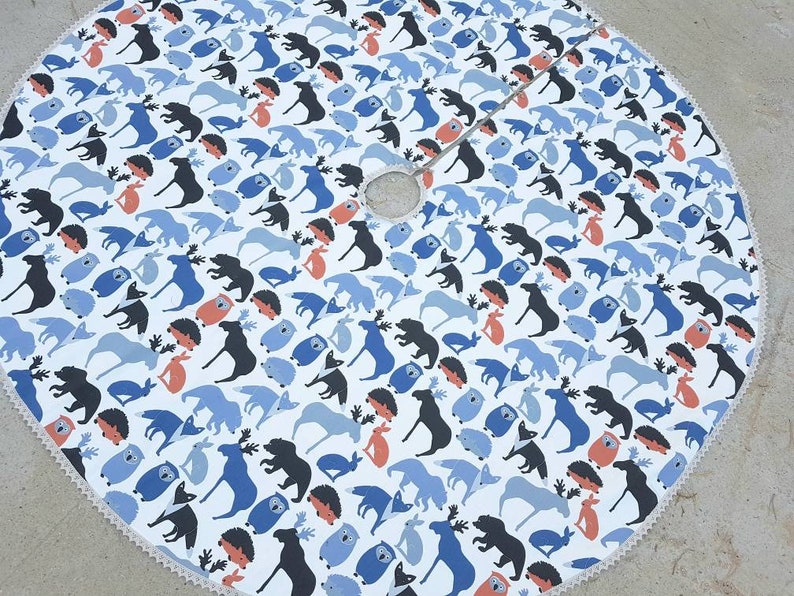 Forest Animals Tree Skirt Woodland Christmas Tree Skirt Christmas Owl ...