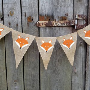Fox Banner Fox Bunting Nursery Banner Baby Shower Banner Woodland Party ...