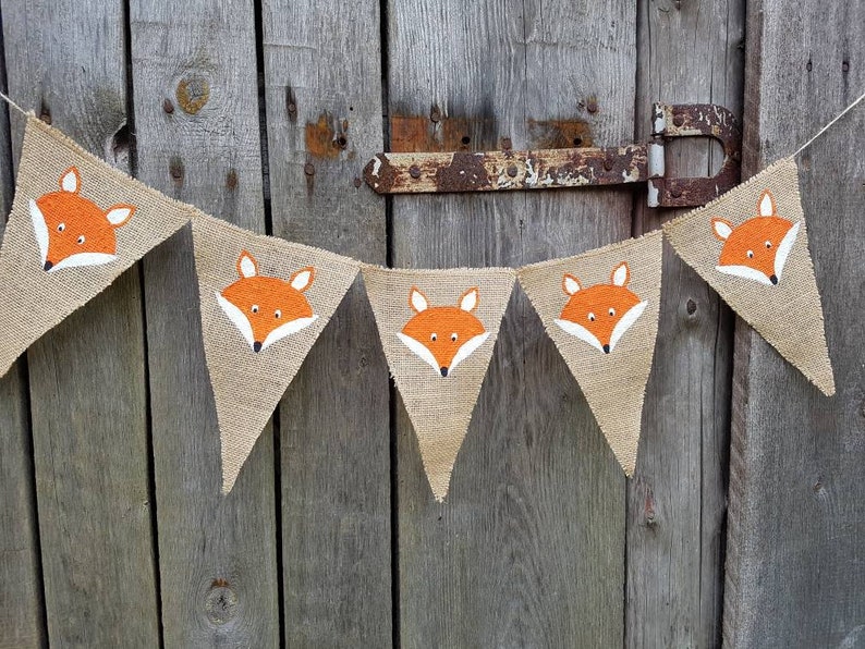 Fox Banner Fox Bunting Nursery Banner Baby Shower Banner Woodland Party ...
