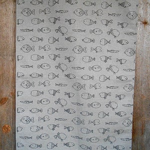 Fish Towel Fish Design Linen Tea Towel Linen Fishing Towel Towel Hand ...