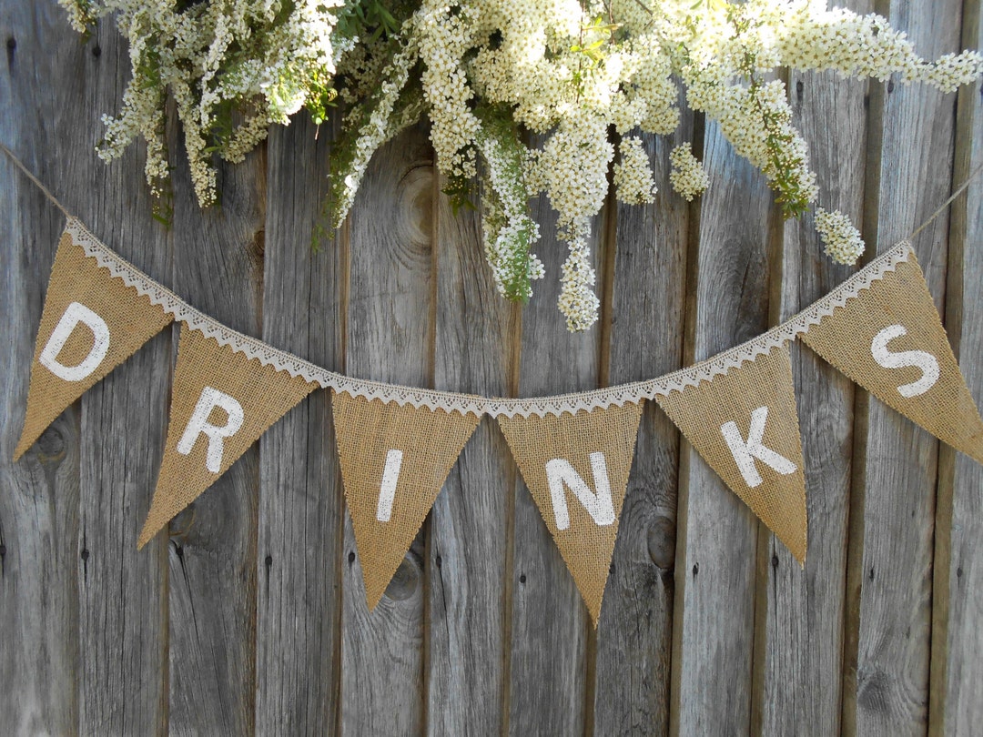 Wedding Drinks Banner Family Celebration Drinks Burlap Banner Drinks ...