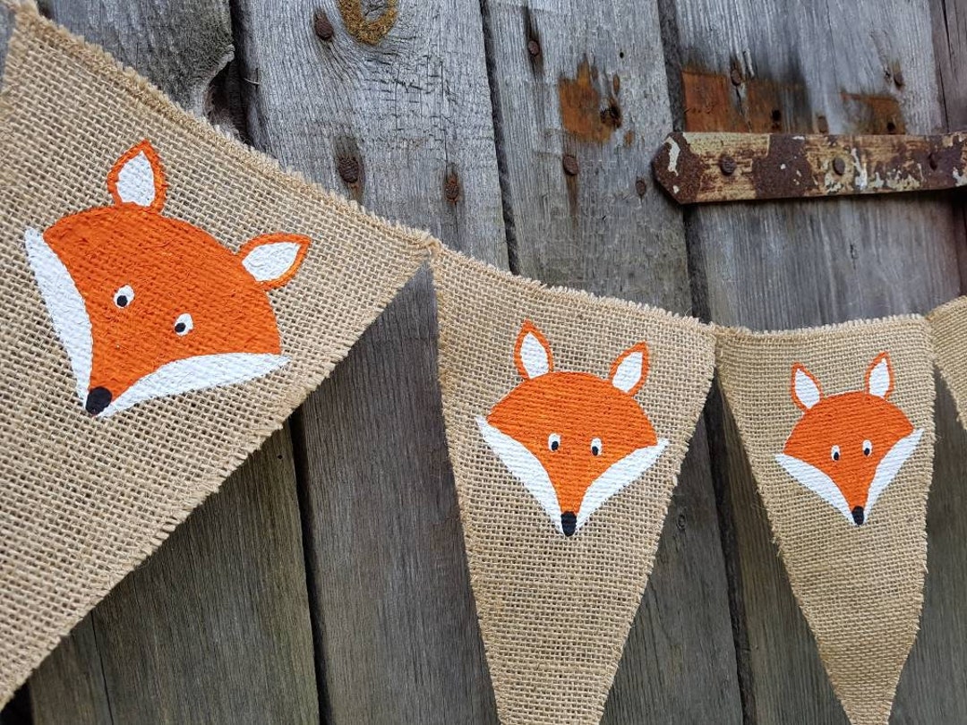 Fox Banner Fox Bunting Nursery Banner Baby Shower Banner Woodland Party ...