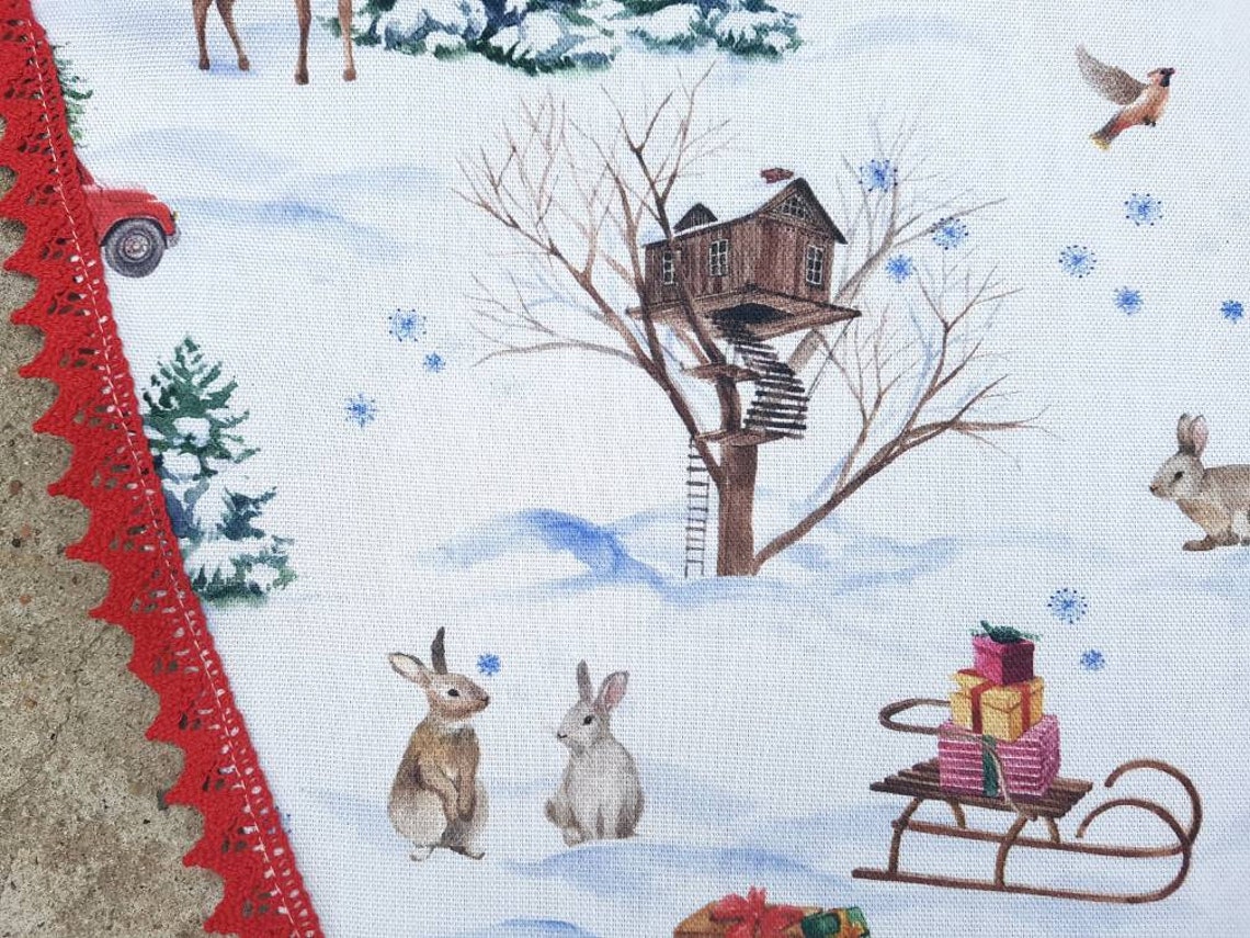 Forest Animals Tree Skirt Woodland Christmas Tree Skirt Deer Christmas ...