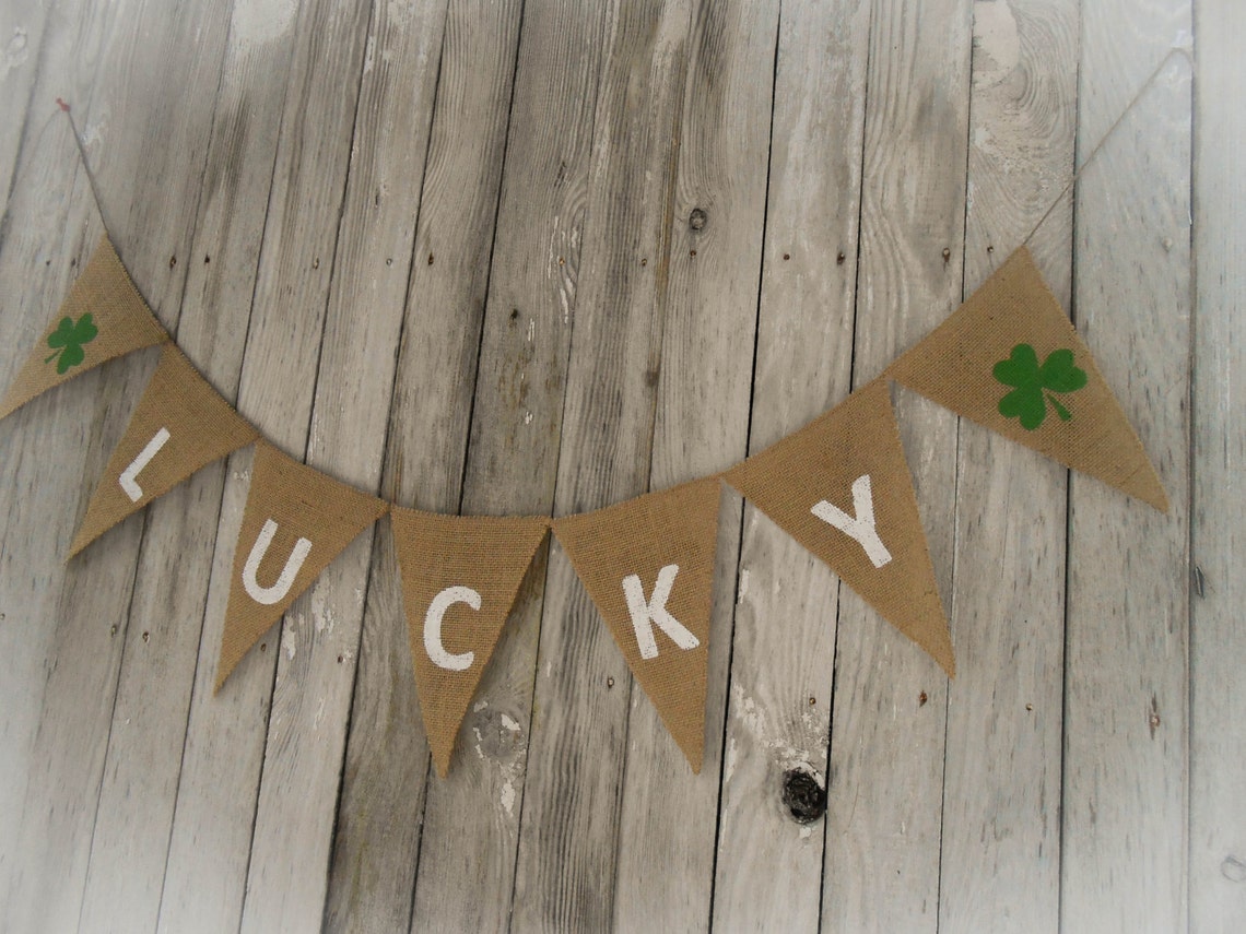 Lucky Garland Shamrock Banner Lucky Banner Lucky Bunting St | Etsy