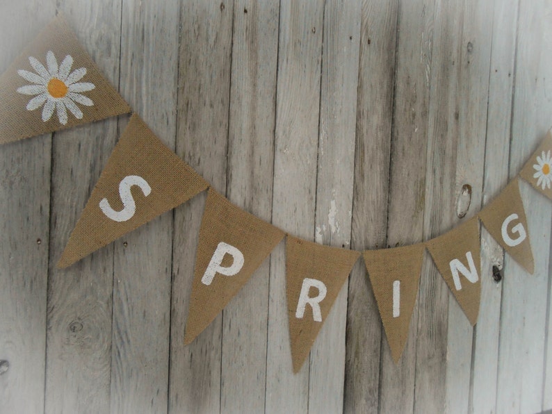 Spring Banner Spring Bunting Spring Decor Easter Decor Burlap Banner ...