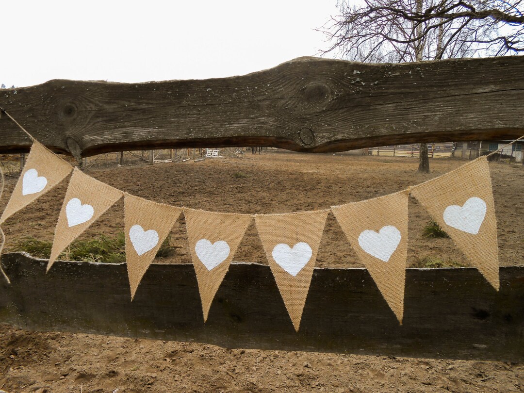 Heart Bunting Heart Banner Hearts Garland Valentines Day Decor Burlap ...