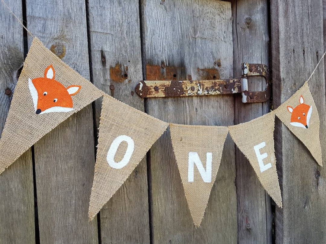 One Fox Banner One Banner Fox Bunting Birthday One Banner Fox Birthday ...