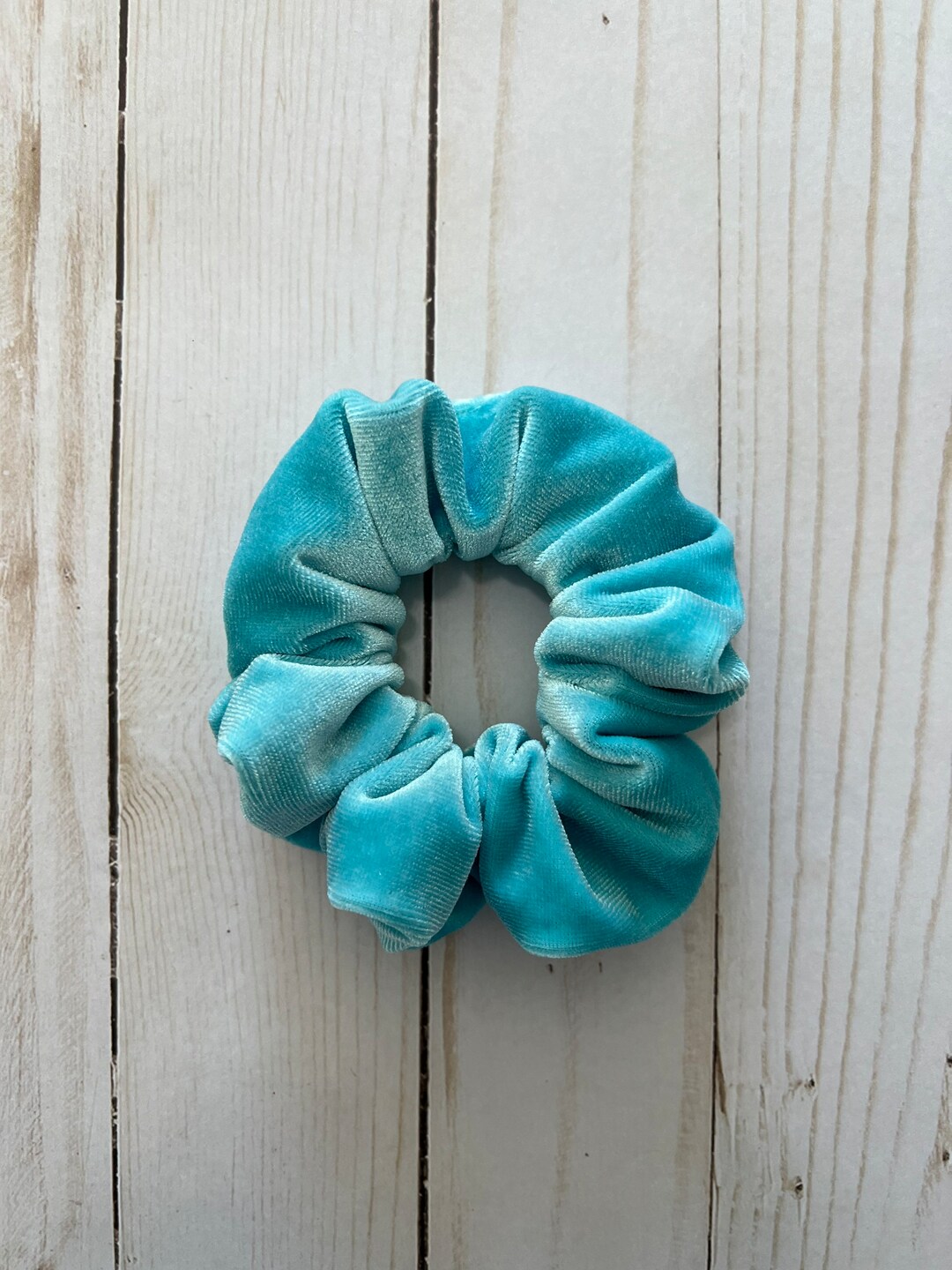 Turquoise Velvet Scrunchie, Light Teal Hair Tie Accessory, Gift for Her ...