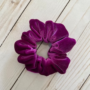 Magenta Velvet Scrunchie, Pinkish Purple Hair Tie Accessory, Gift for ...