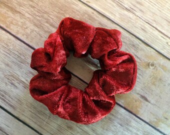 Bunny Ear Velvet Scrunchie, Bow Scrunchie, Dark Red Crochet Hair ...
