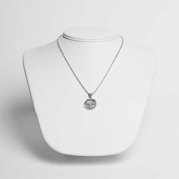 Sterling Silver Round Menorah Necklace - Etsy