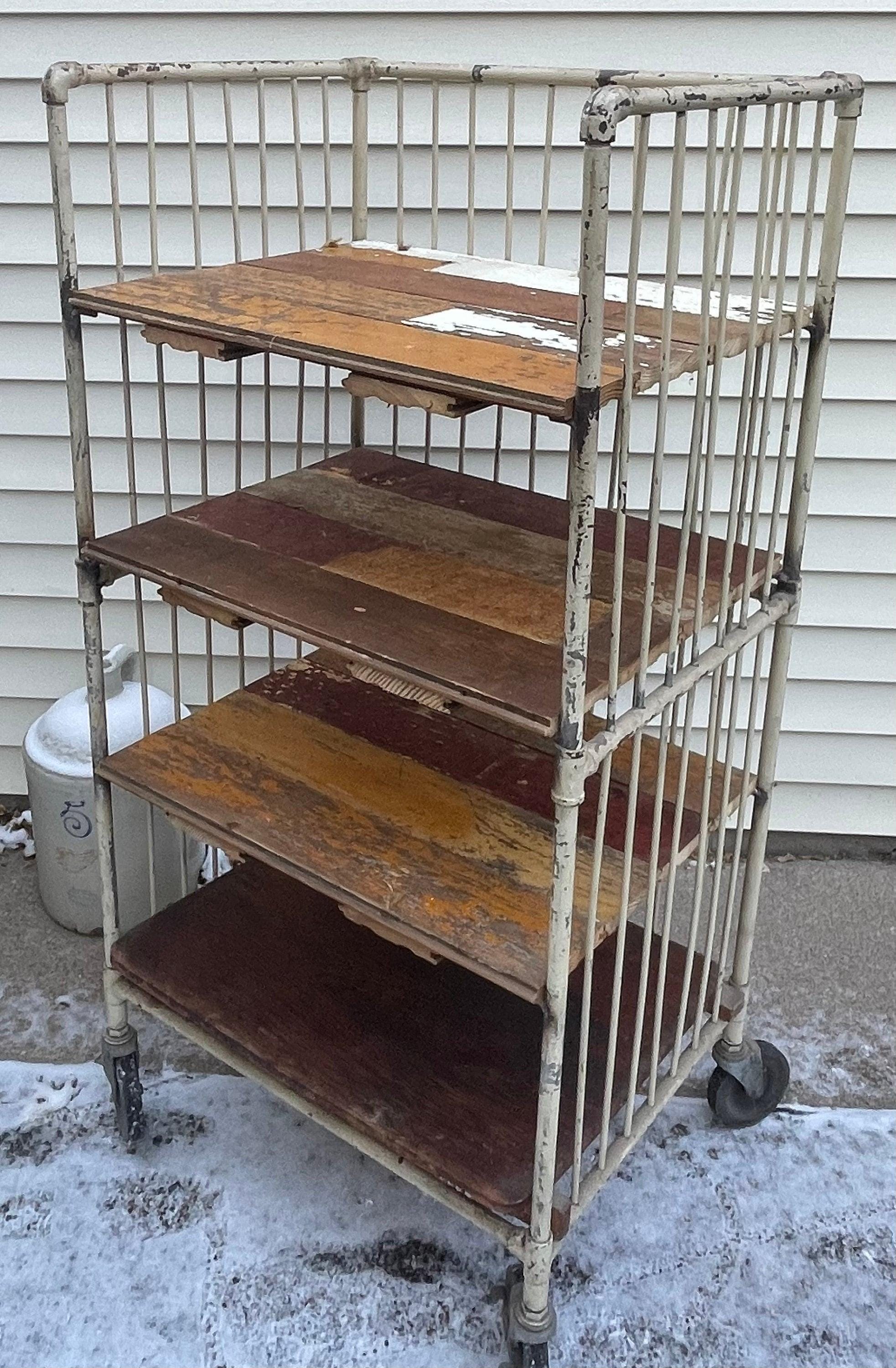 IF1001 Vintage C1920s Industrial Rolling Print Shop Bindery Cart Wood ...