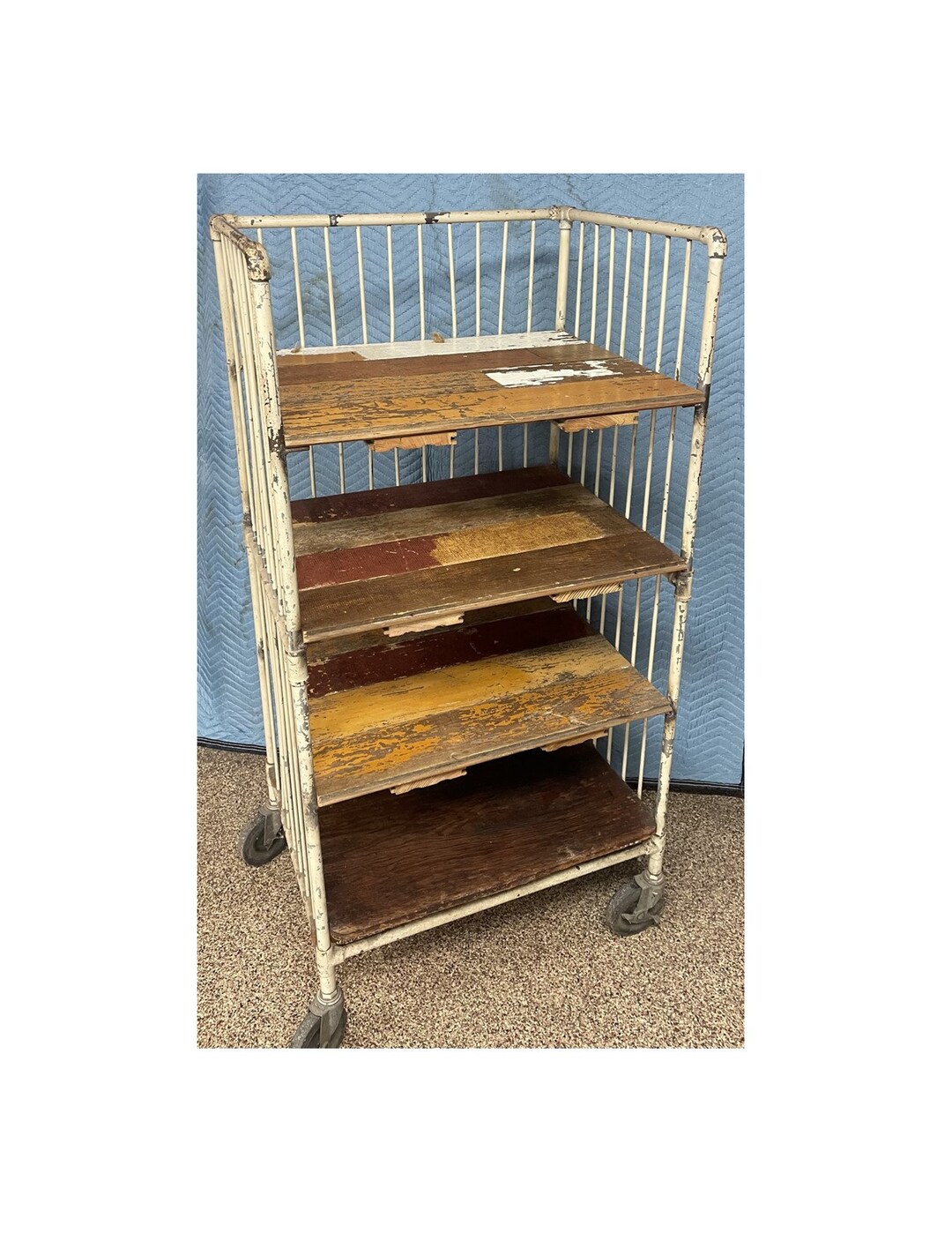 Vintage C1920s Industrial Rolling Print Shop Bindery Cart Wood and ...