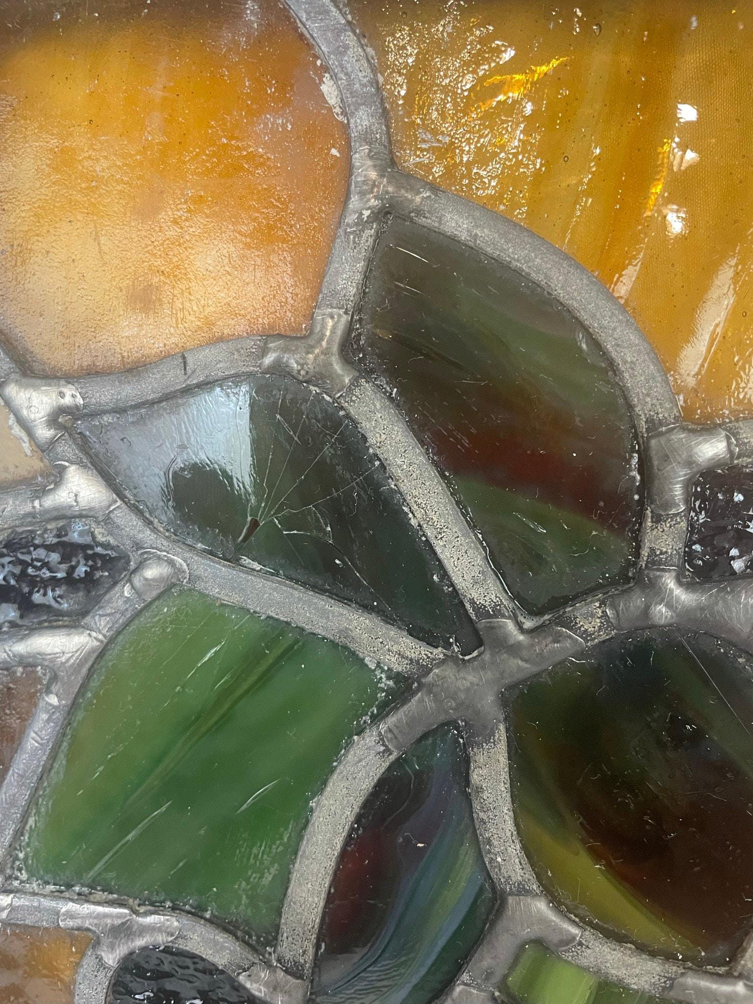 AG1030 Antique C1925 Stained Glass Windows Grapevine Pattern Restored ...
