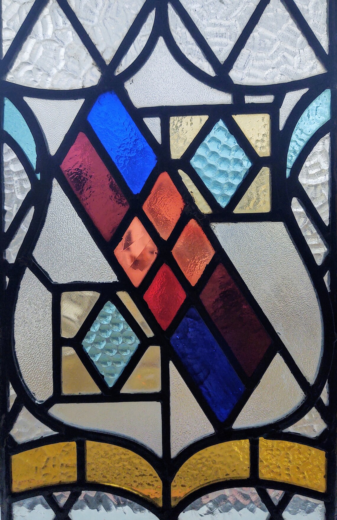 Antique C1920 English Tudor Stained Glass Window Shield Design Restored ...