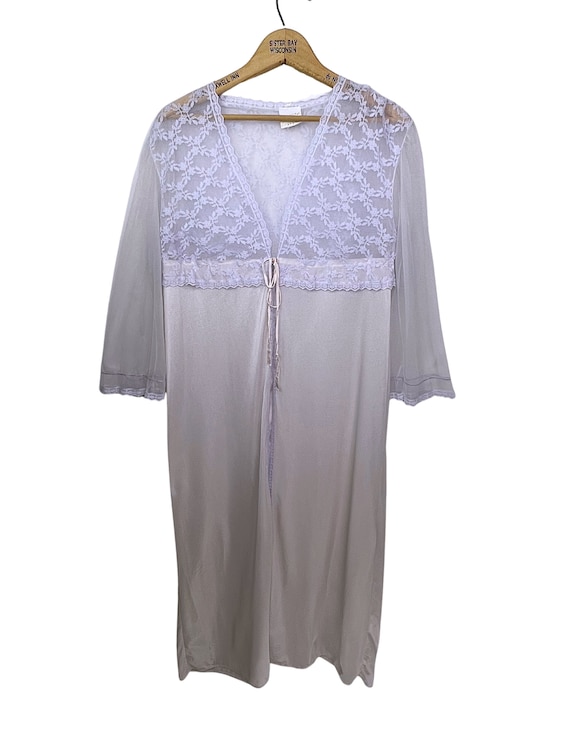 70s Gorgeous Sheer Purple Lace Bathrobe size S/M - Gem