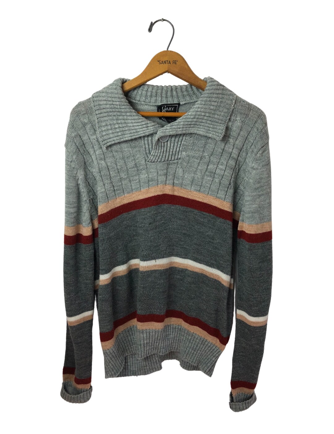 60’s Gary Reed Retro Stripe Disco Collar Henley Sweater Size Medium - Etsy