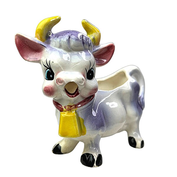 Purple Ceramic Cow - Etsy