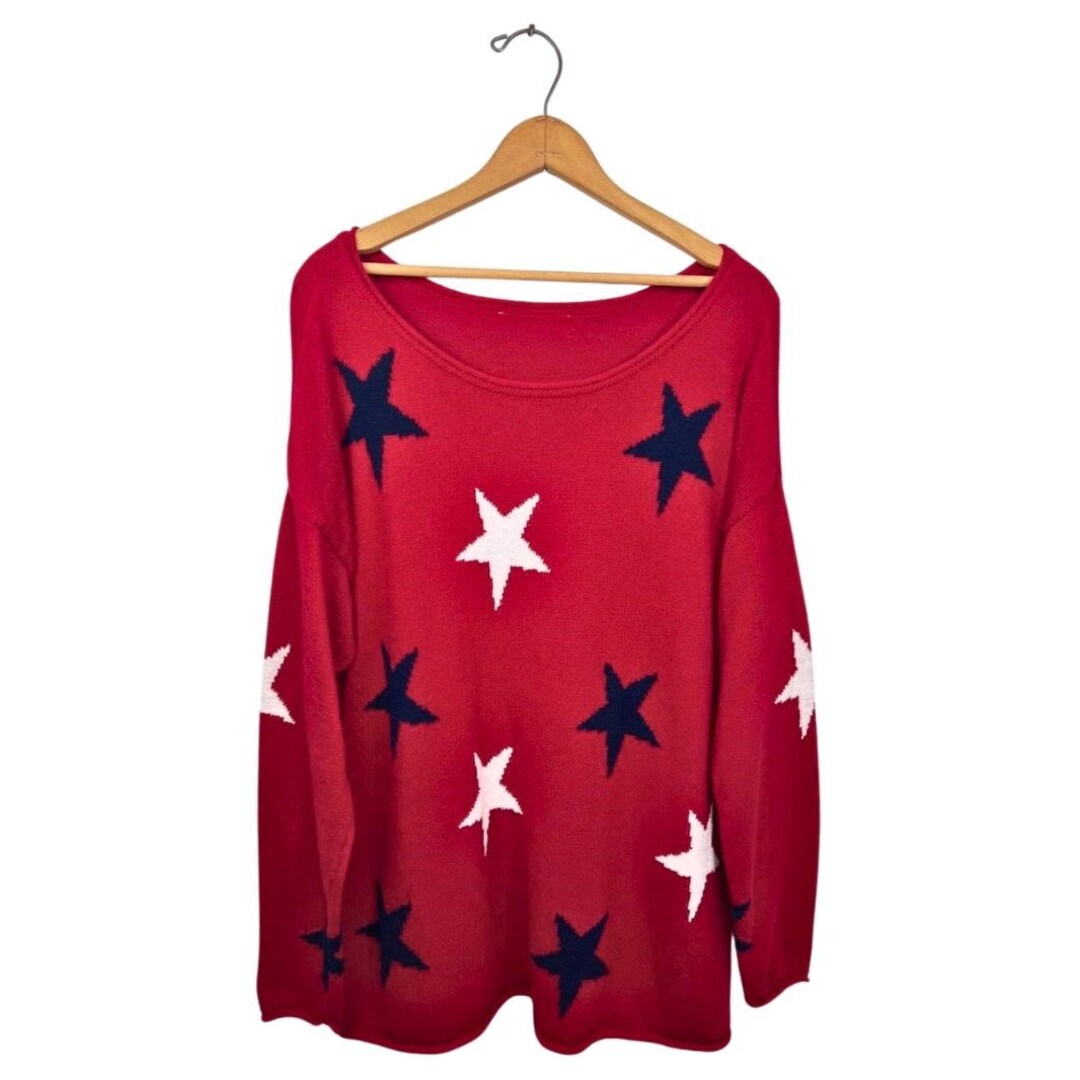 90’s Red White & Blue Star Sweater - Etsy
