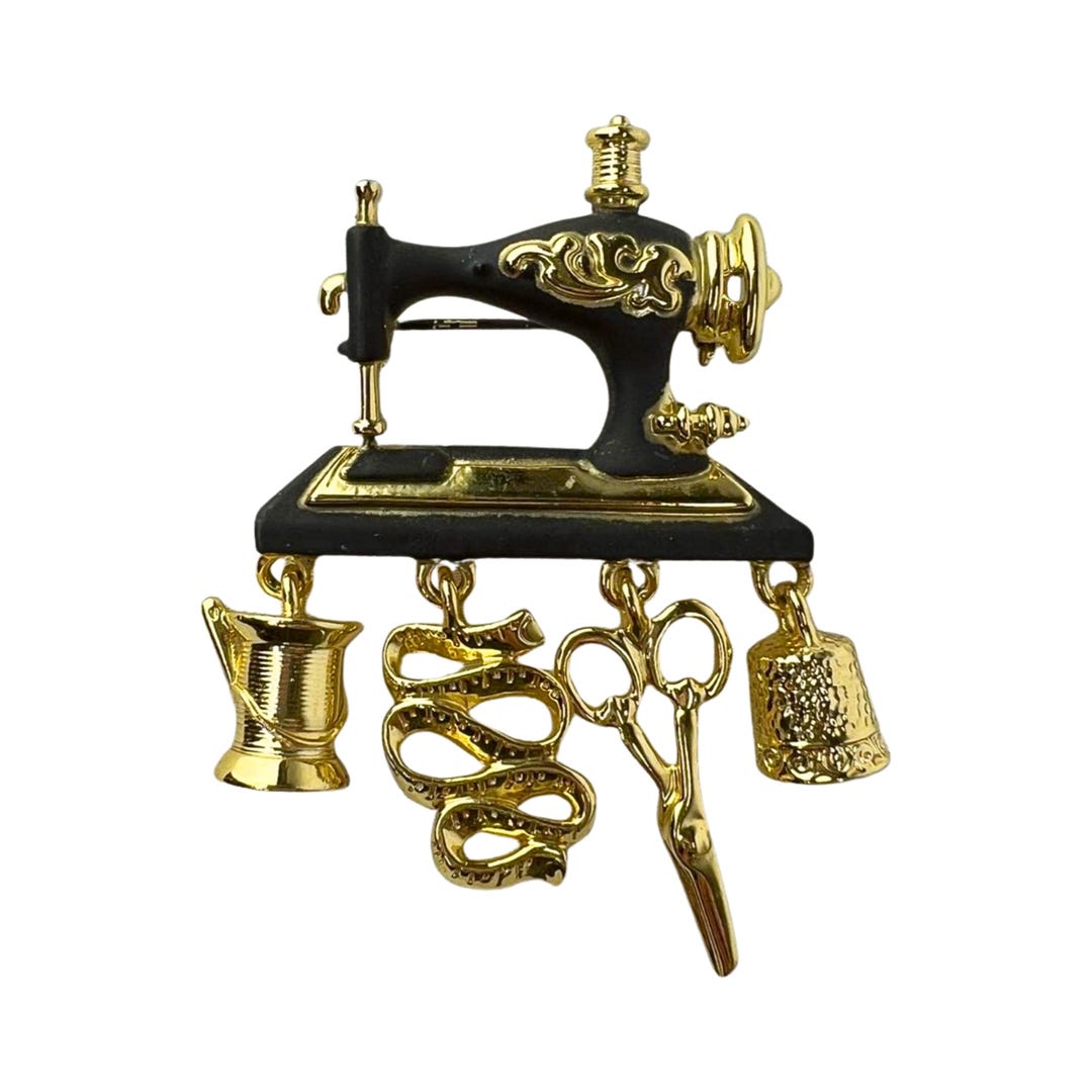 Vintage Danecraft Sewing Machine Brooch With Charms - Etsy